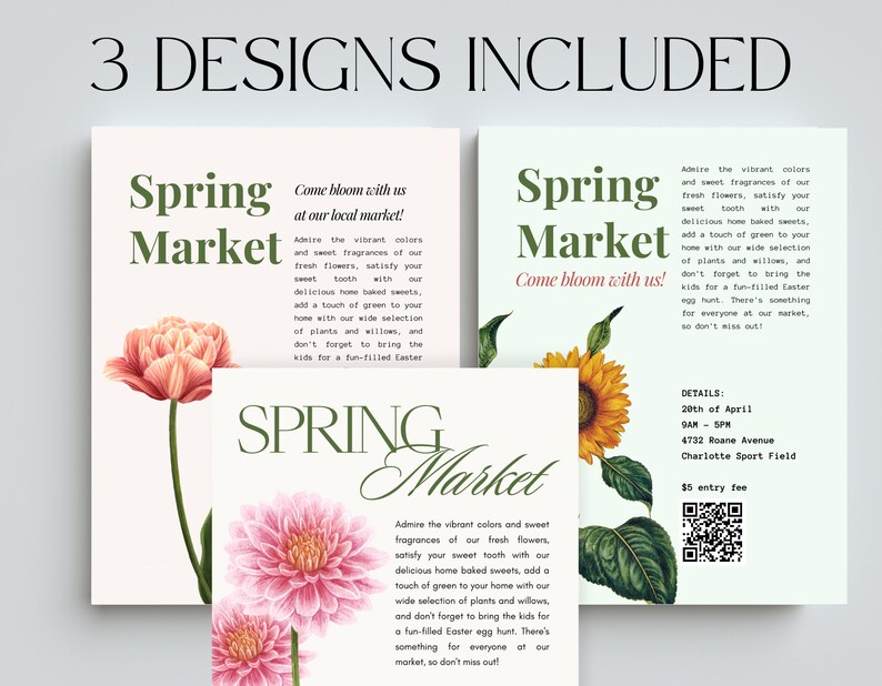 Sunflower Editable Flyer for Spring and Summer Market Local - Etsy