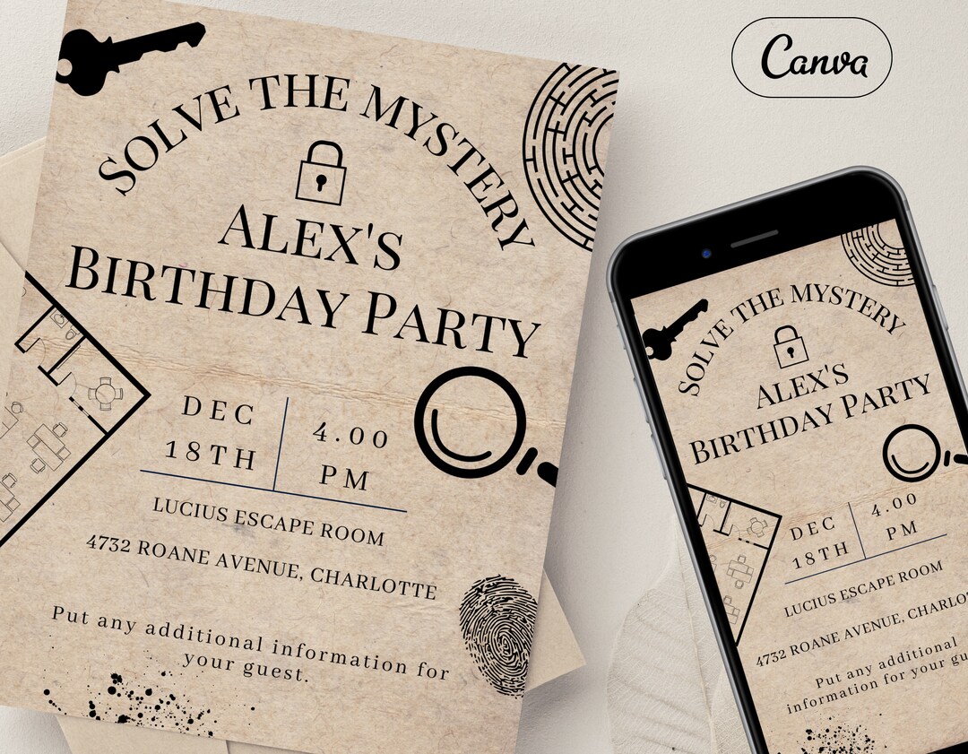 Escape Room Birthday Party Invite, Instant Editable Template, Escape ...