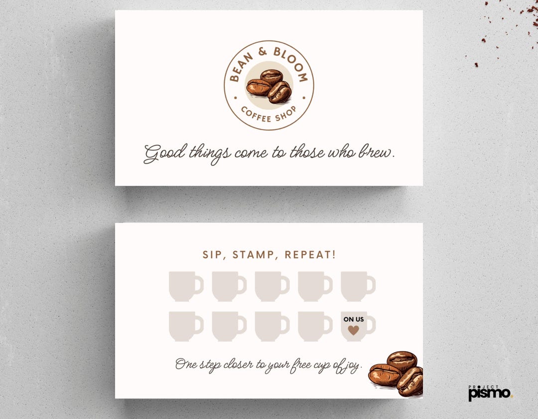 Coffee Shop Loyalty Card Template: Printable Cafe Reward Card (canva ...