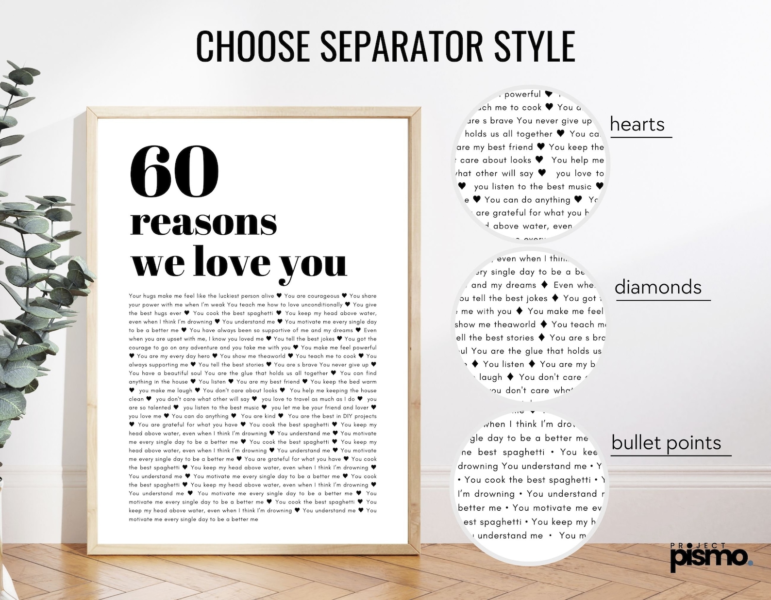 60 Things We Love About You, Printout Gift, 40th Birthday Gift for ...