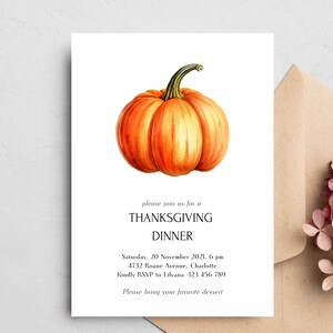 Editable Template for Thanksgiving Dinner Invitation, Thanksgiving ...