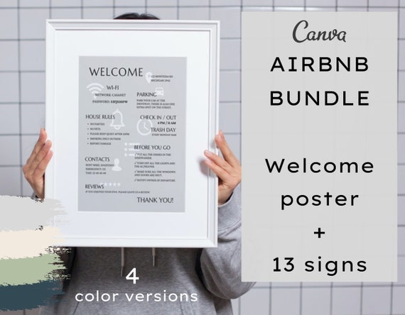 Fillable Airbnb Sign Bundle Super Host Kit Home Rental | Etsy