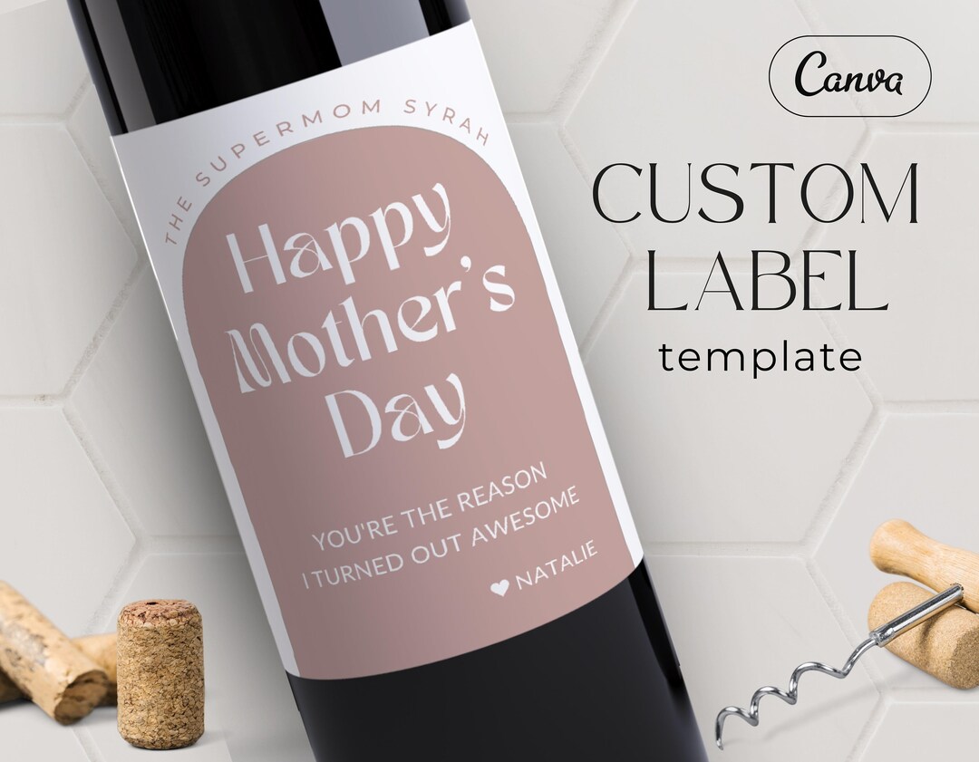 Customizable Wine Label Sticker Editable Template Wine Bottle ...
