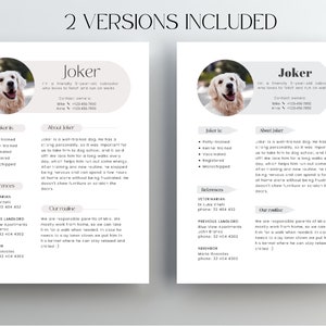 Pet Bio Resume, Renting Dog Profile, Foster Cat Bio, About My Pet ...