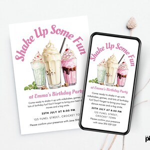Milkshake Birthday Invitation Template: Colorful Kids Party (digital ...