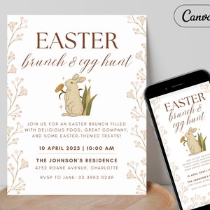 Editable Easter Egg Hunt Invitation, Digital Canva Template, Pastel ...