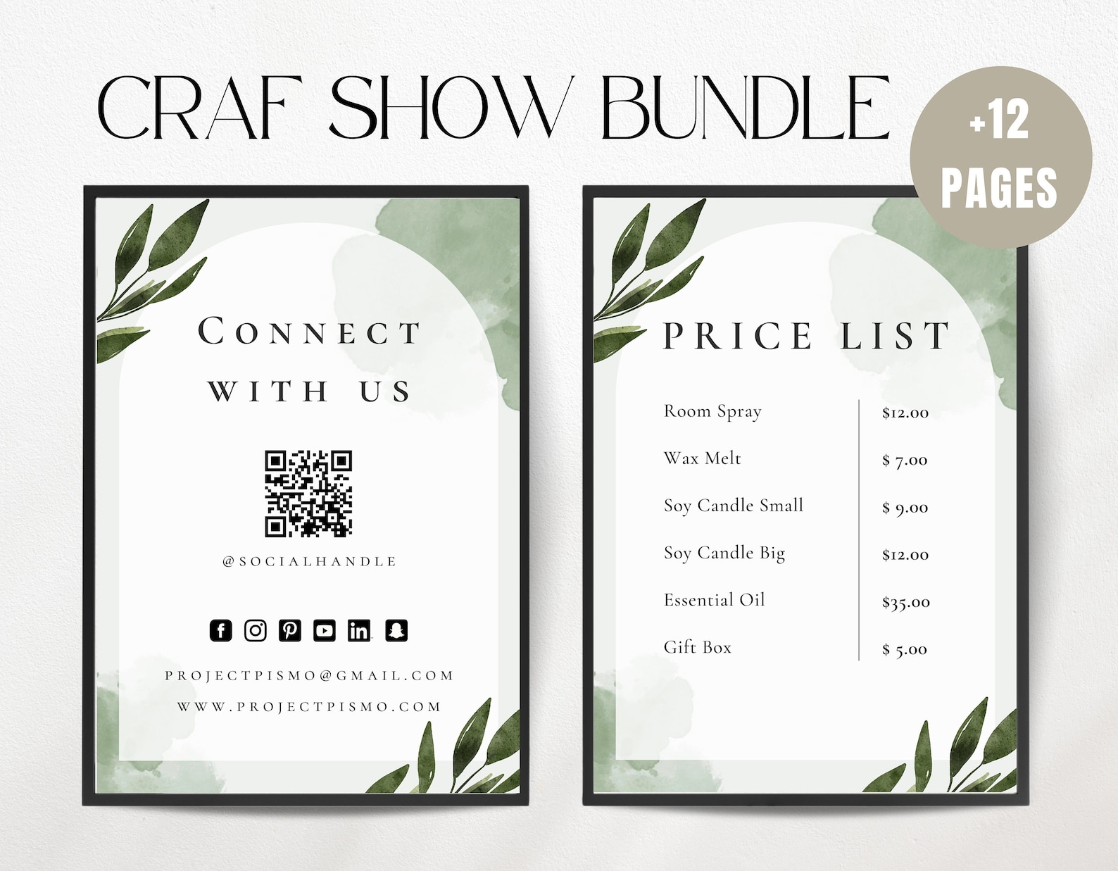 Craft Show Price List and Scan to Pay Signs, Editable Templates, Local ...