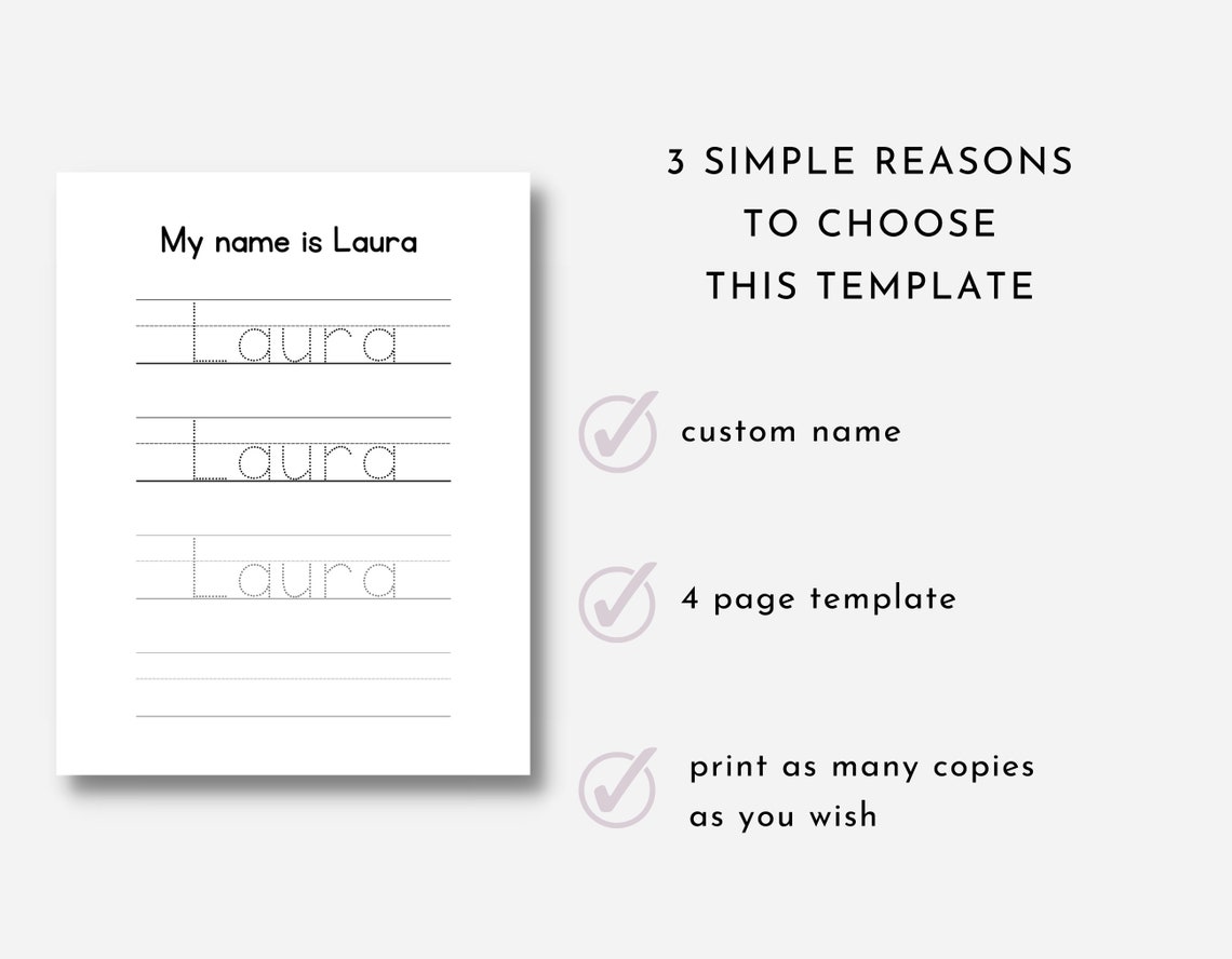 Name Trace Worksheet, Handwriting Practice, Printable for Pre Schoolers ...