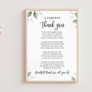 A Printable Gift for Nursery Teachers, Parents Thank You for Teachers ...