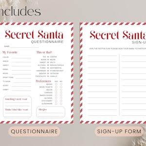 Secret Santa Template Bundle, Secret Santa Questionnaire, Printable ...