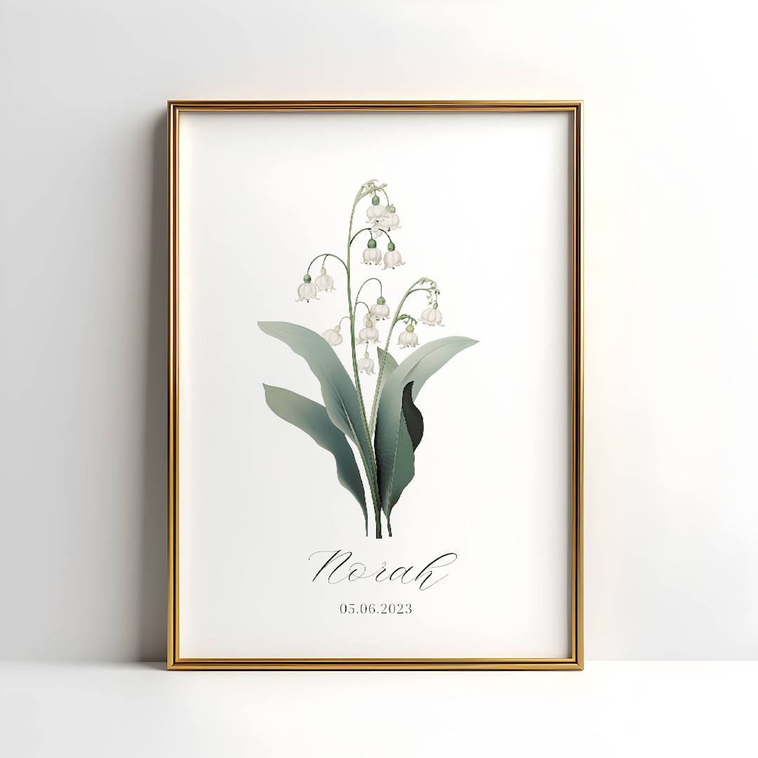 Lily of the Valley Name Print: Custom Watercolor May Birth Flower ...