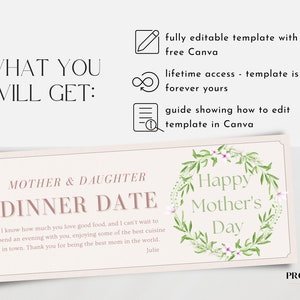 Mom's Favor Voucher Template Editable and Printable, Mum Gift Ticket ...