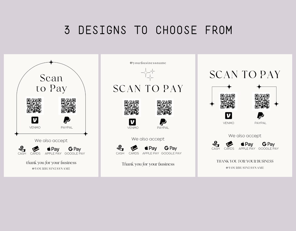 Minimalistic Scan to Pay Sign INSTANT DOWNLOAD Printable QR - Etsy