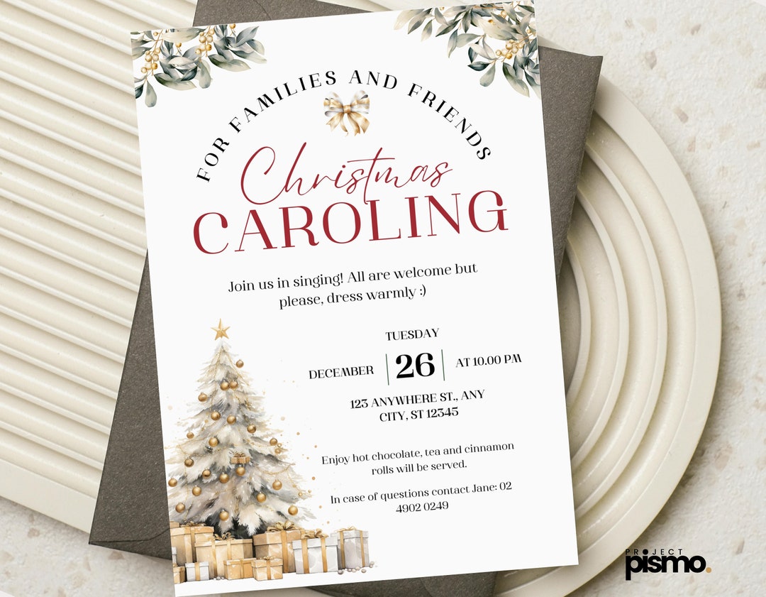 Christmas Caroling Get-together Invitation Template, Flyer for Carol ...