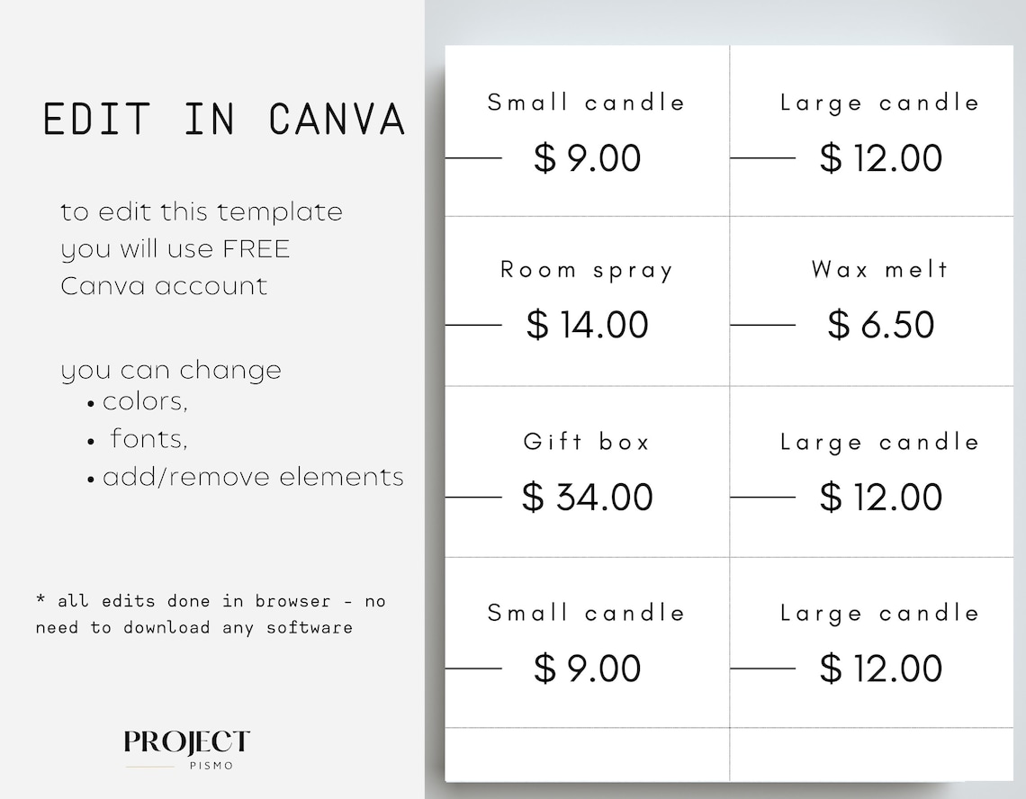 Craft Show Price List and Scan to Pay Signs Editable - Etsy
