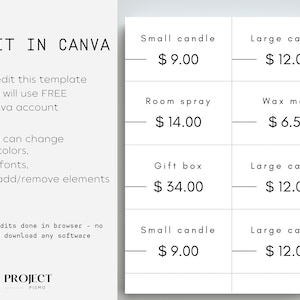 Craft Show Price List and Scan to Pay Signs, Editable Templates, Local ...