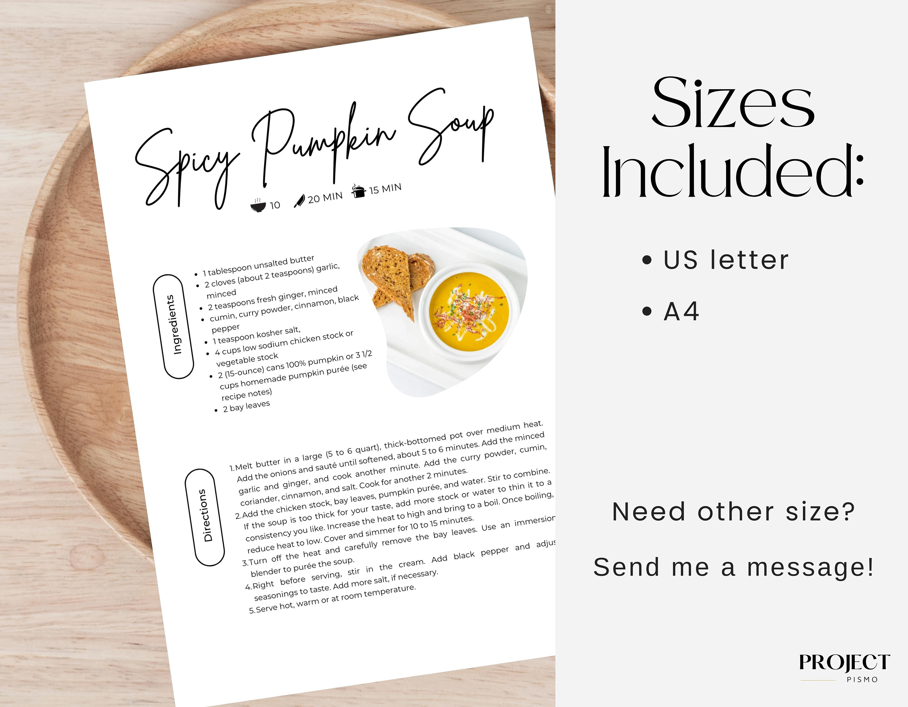 Printable Recipe Template: Modern Cookbook Page (editable in Canva) - Etsy