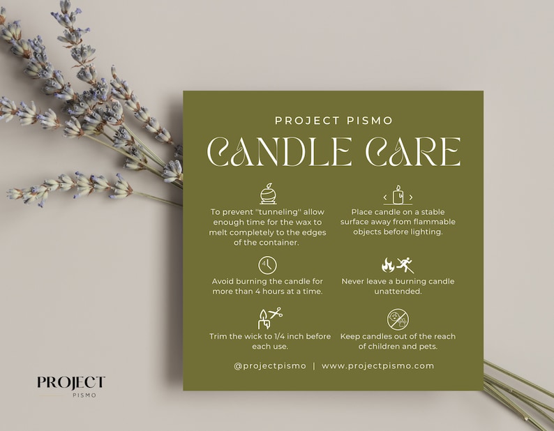 Candle Package Inserts Care Card and Thank You Note - Etsy
