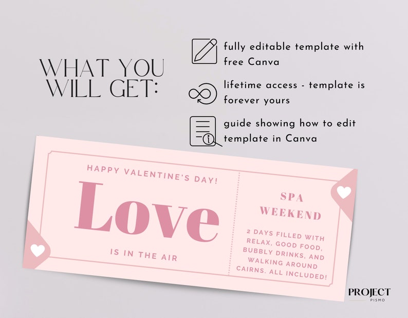 Spa Weekend Voucher Editable Template Printable Valentines - Etsy