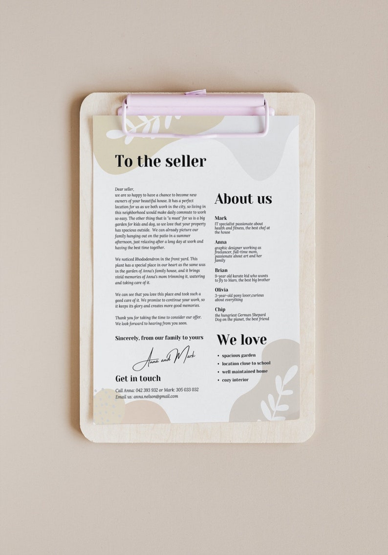 Home Offer Letter Template Minimalistic Letter to House - Etsy