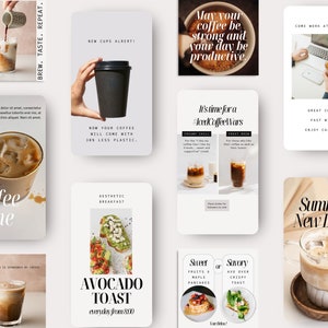Cafe Instagram Post & Stories Template Bundle, Editable Coffee Shop ...
