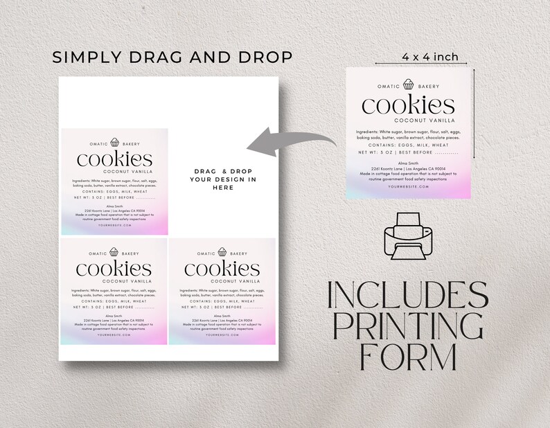 Editable Cookie Label Card Canva Template Cookie Card - Etsy