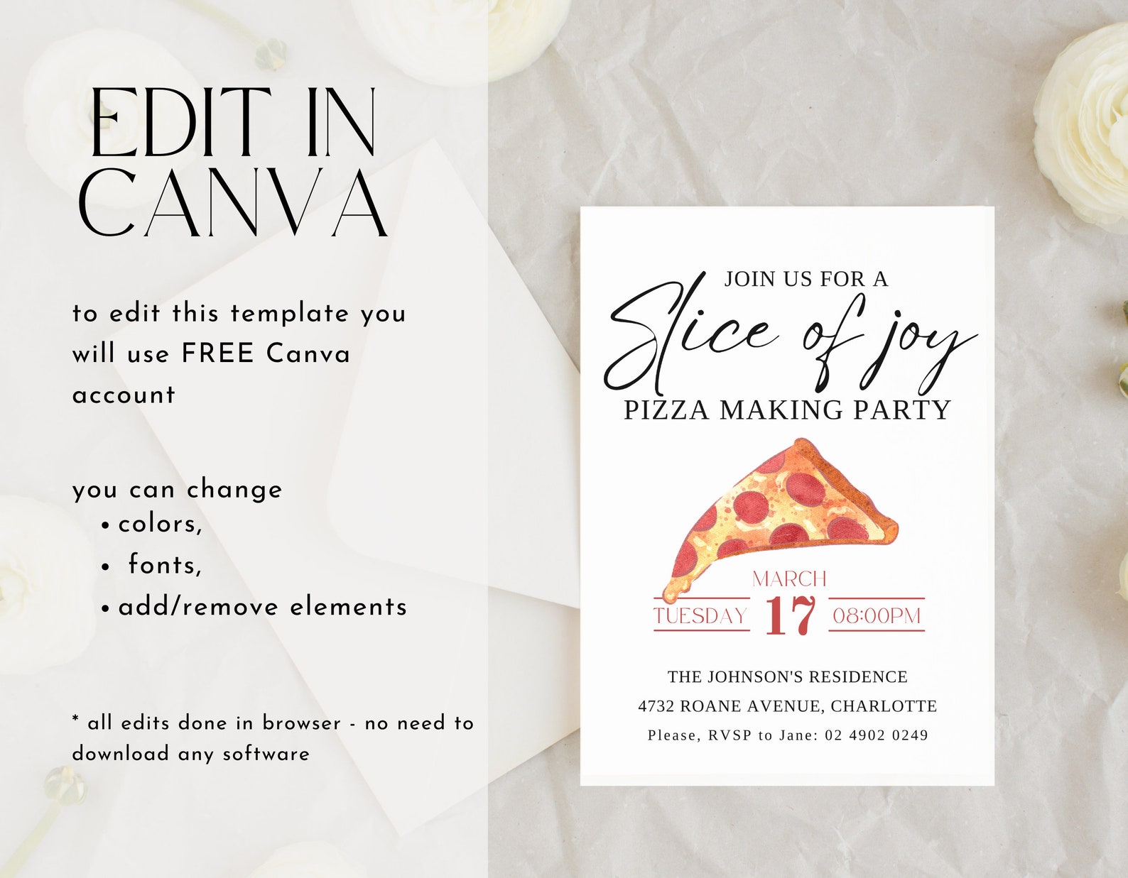 Pizza Party Invitation Template: Slice of Joy, Editable Canva Invite ...