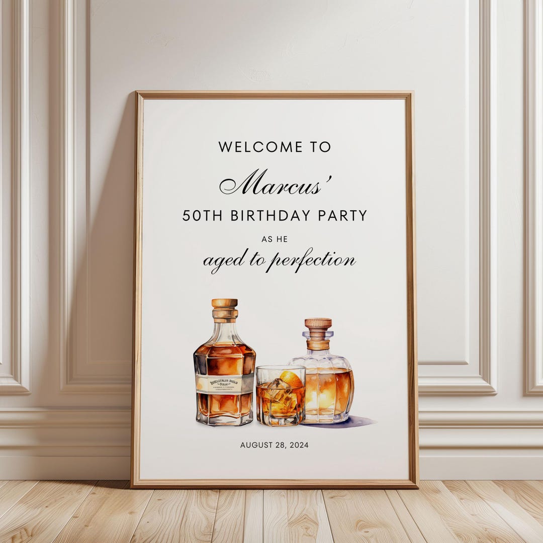 Whiskey Themed Birthday Party Welcome Sign, Better With Age, Aged to ...