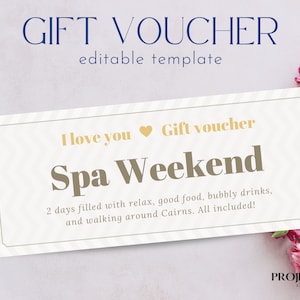 Spa Weekend Voucher Editable Template Printable Valentines Romantic ...