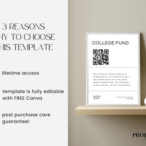 Graduation QR Code Sign, College Fund Template Canva, Venmo QR Code ...