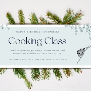 Cooking Class Gift Coupon, Editable Vourcher for Last Minute Present ...