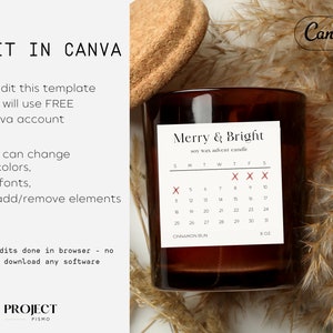 Advent Calendar Candle Label Template, Holidays Candle Sticker With ...