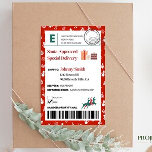 EDITABLE Santa Delivery Label, Christmas Box Label Template, Elf Mail ...