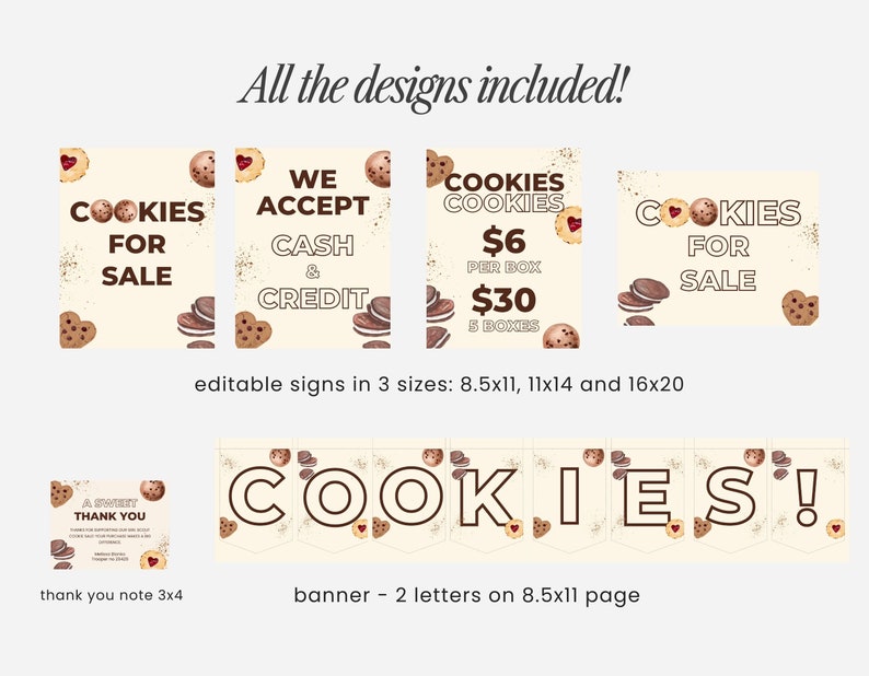 Fundraiser Cookie Price Sign for Booth, Editable Template for Cookie ...