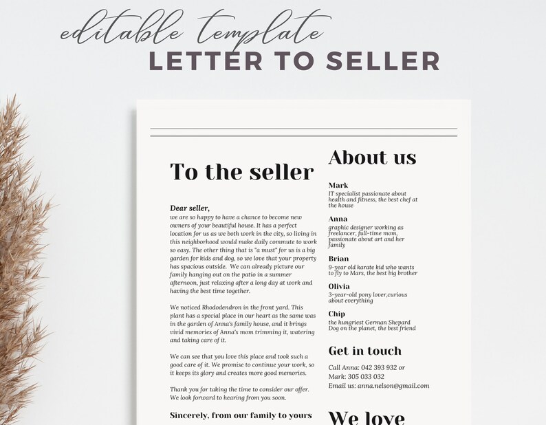 Home Offer Letter Template Minimalistic Letter to House - Etsy