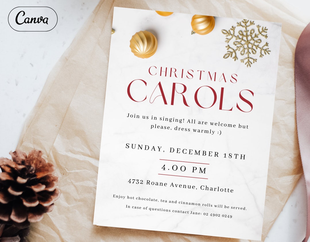 Christmas Caroling Invitation, Children Nativity Musical Carol Party ...