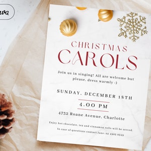Christmas Carol Party Invite, Christmas Caroling Invitation, Xmas Choir ...