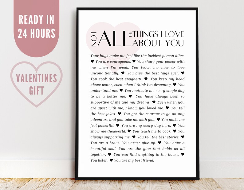 Valentines Gift Romantic Poster Printable Last Minute Not - Etsy