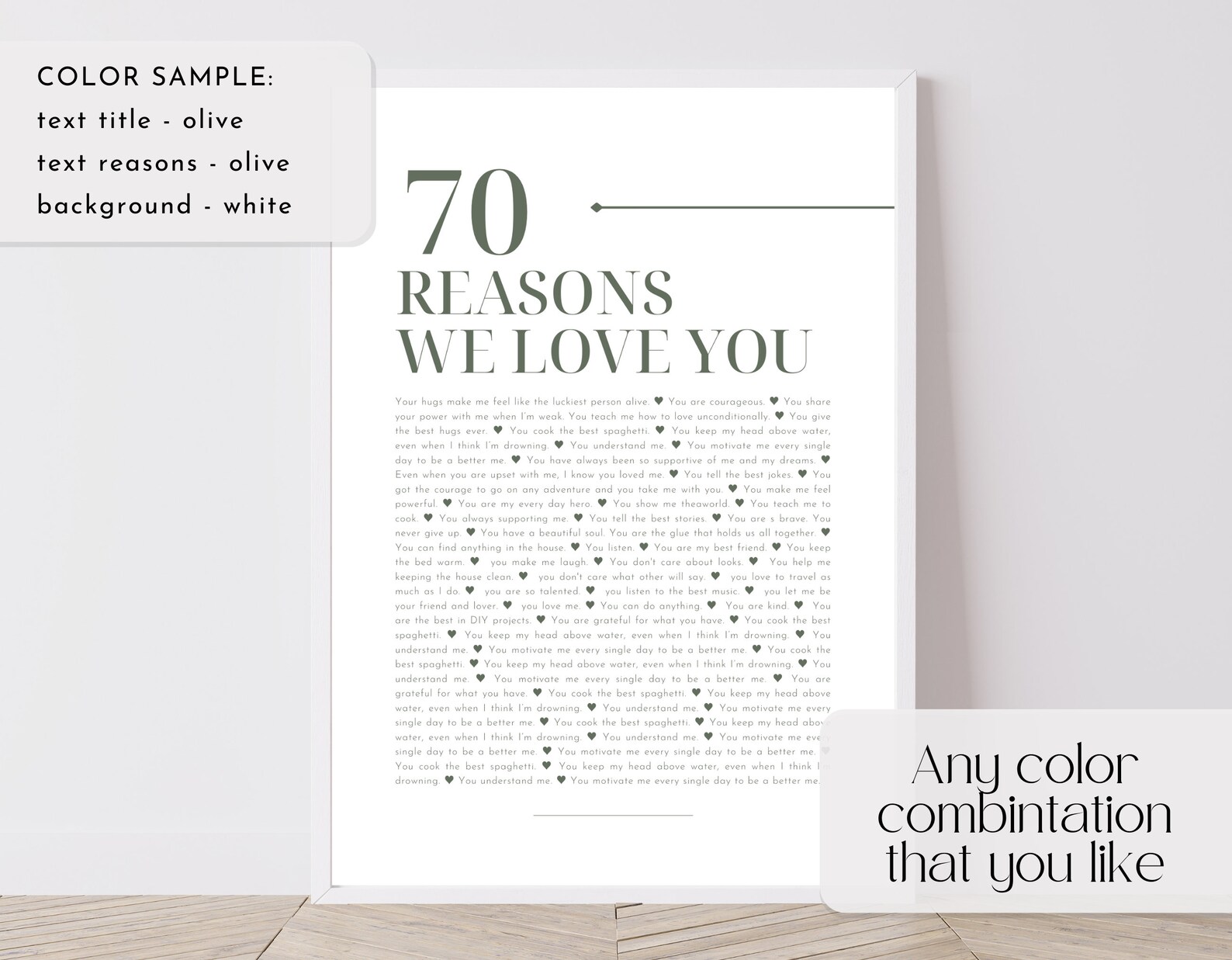 70 Reasons Why We Love You Printable Poster 70th Birthday - Etsy
