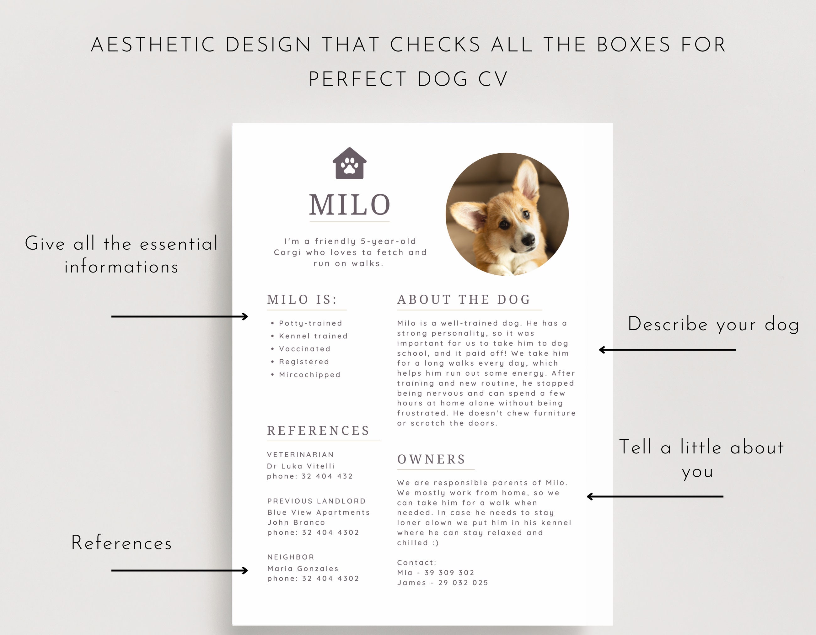 Dog Cv Editable Template, Pet Resume for Rental Aplication, Renting ...