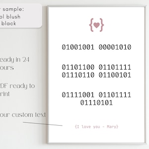Binary Code - I Love You Print, Personalized Poster for Computer Geek ...
