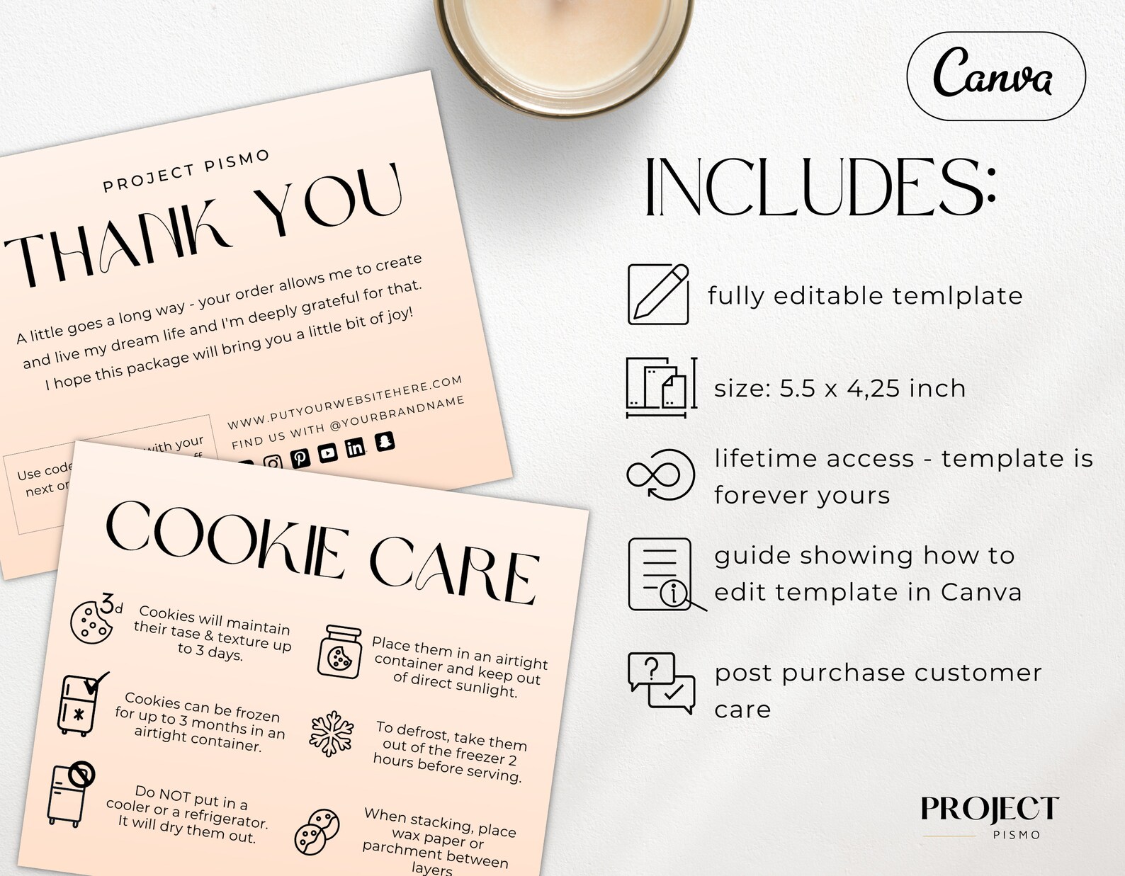Thank You Note - Order Insert and Cookie Care Card for Home Bakery ...