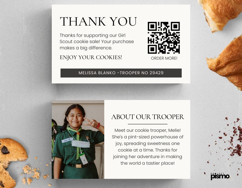 Girl Scout Cookie Sales Business Card, Editable Template With Photo and ...