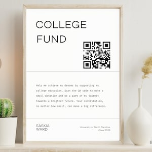 Graduation QR Code Sign, College Fund Template Canva, Venmo QR Code ...