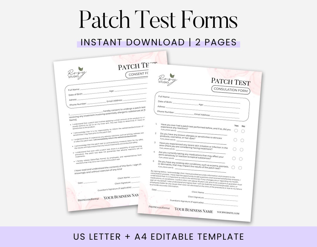 Editable Patch Test Waiver Form - Canva Template for Skin Sensitivity ...