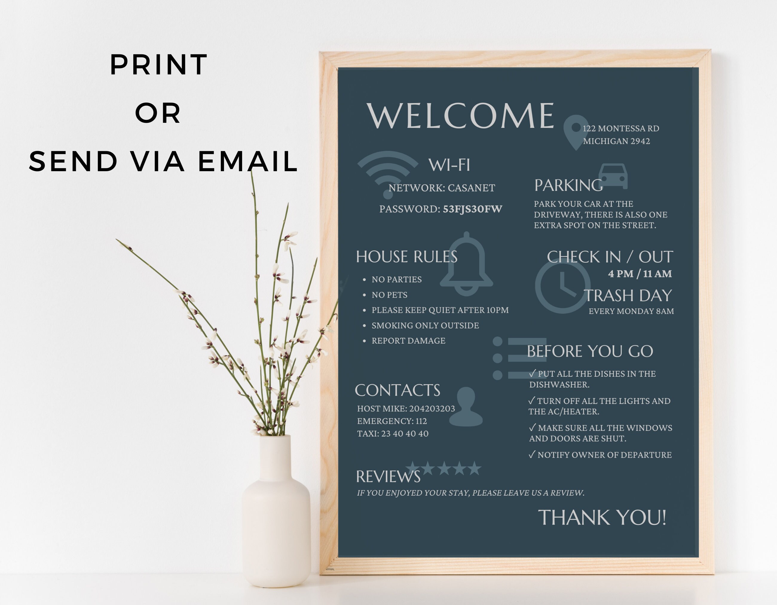 Airbnb Welcome Sign Editable Template Welcome Book Vacation | Etsy UK