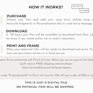 Song Lyric Wall Art, First Anniversary Gift, Custom Song Printable Poster, Wife Romantic Present ...