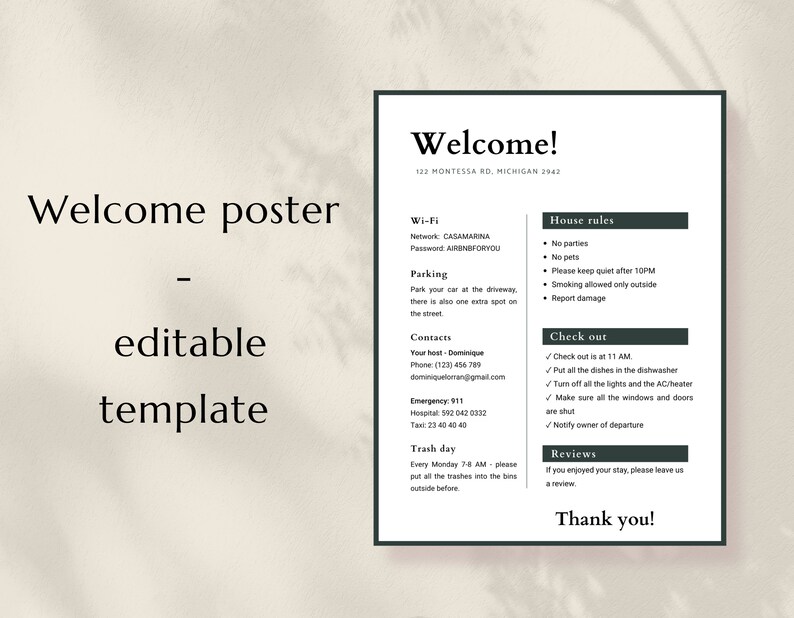 Welcome Poster Template Editable Digital Download - Etsy