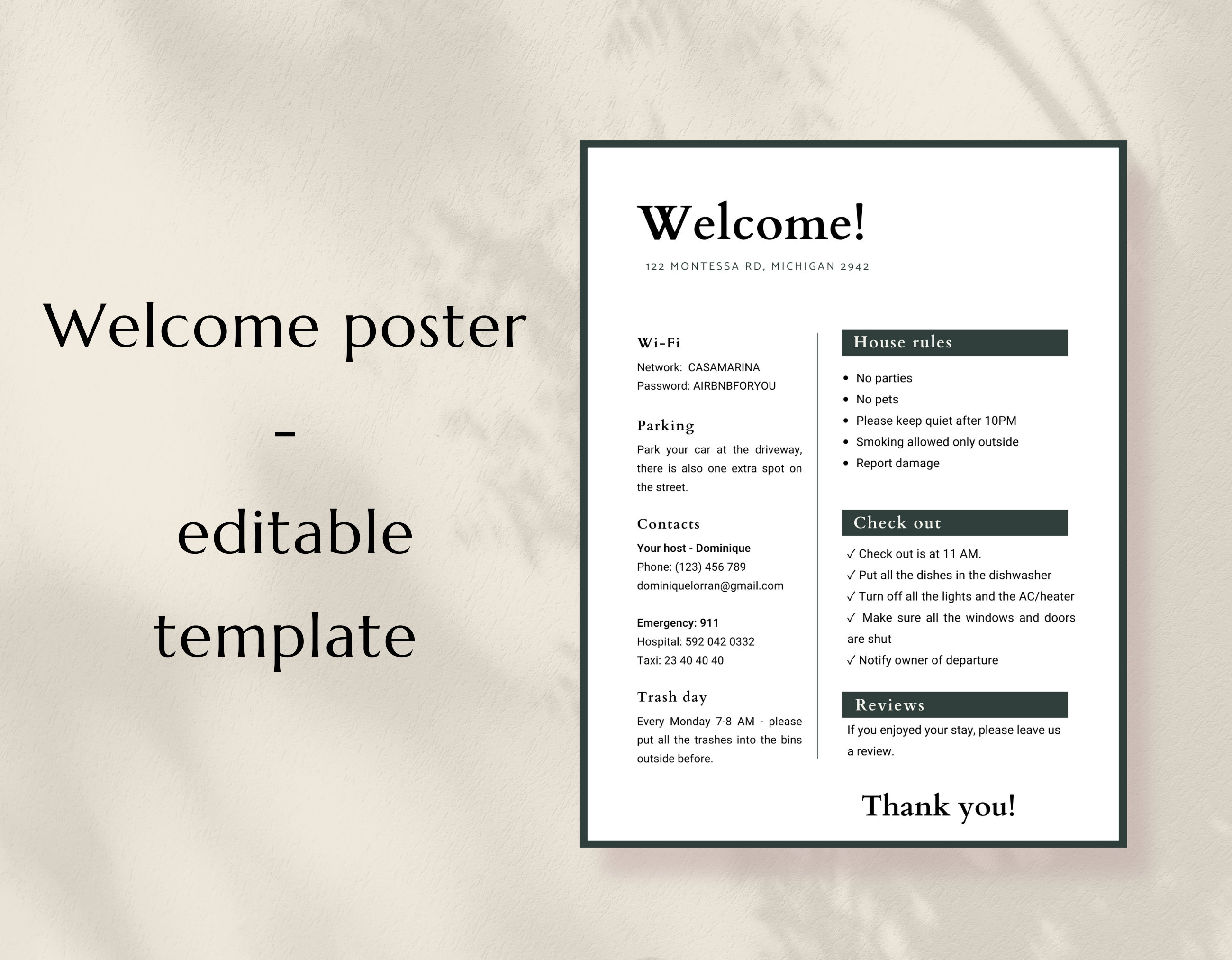 Welcome Poster Template Editable Digital Download - Etsy