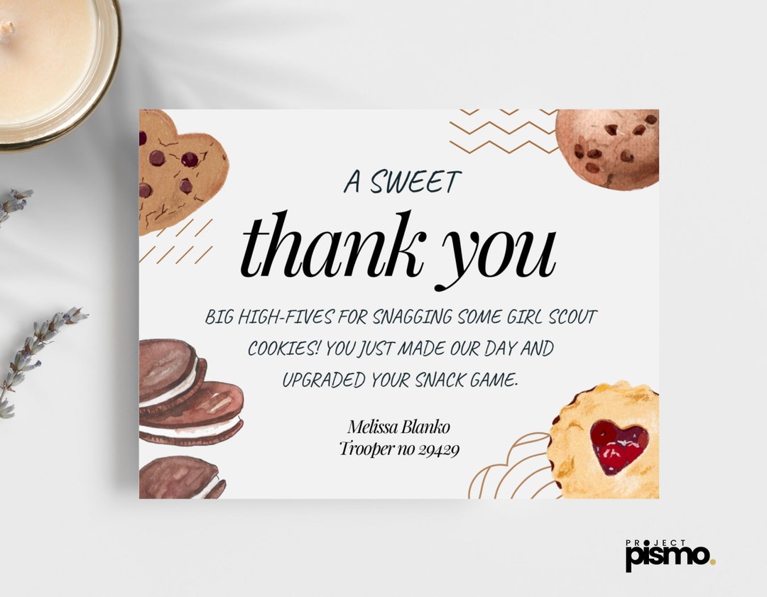 Girl Scouts Thank You Card, Canva Editable Template, Girl Scouts ...